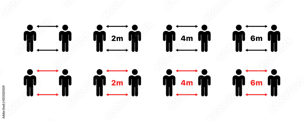 Social distancing guidelines: visual instructions for safe distances in ...