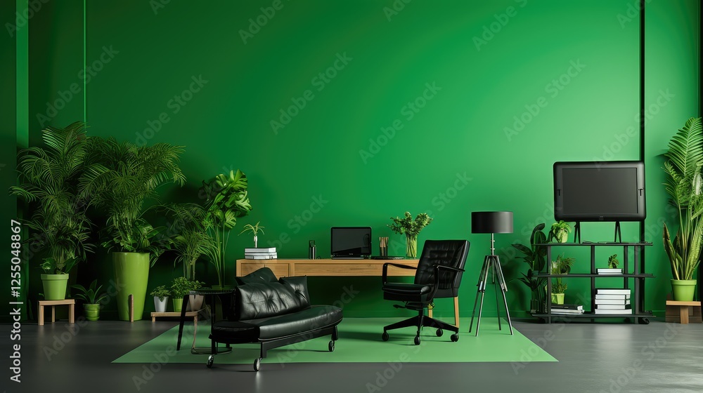 clean green screen office background Stock Illustration | Adobe Stock