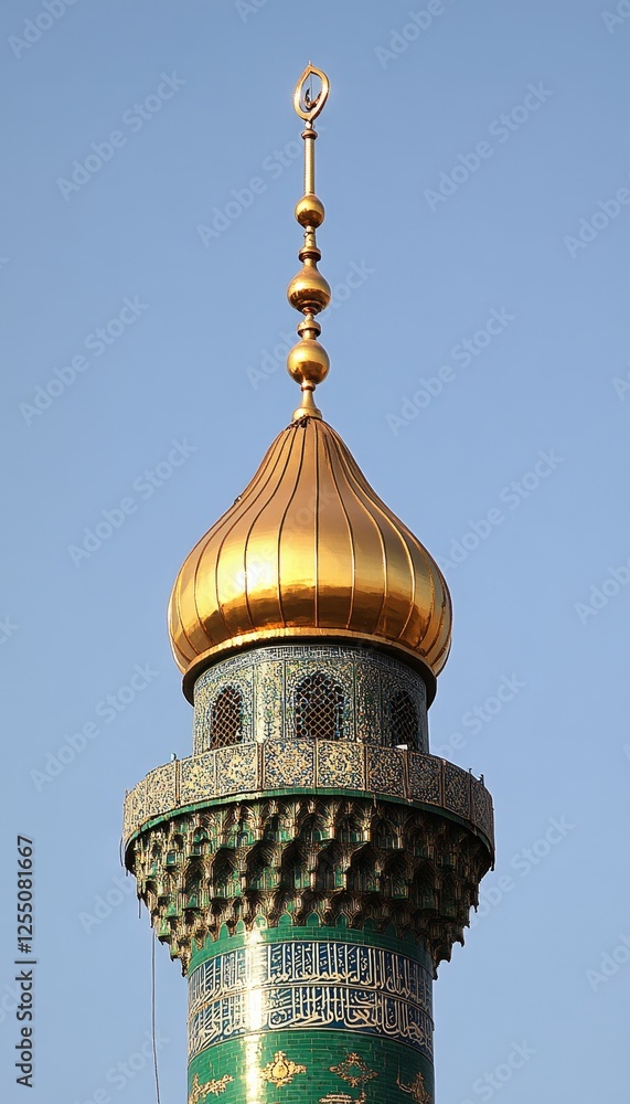 Gold Dome Minaret, Traditional Islamic Decorative Art, Imam Reza Shrine ...