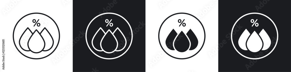 Humidity icons collection in black and white filled and line versions ...