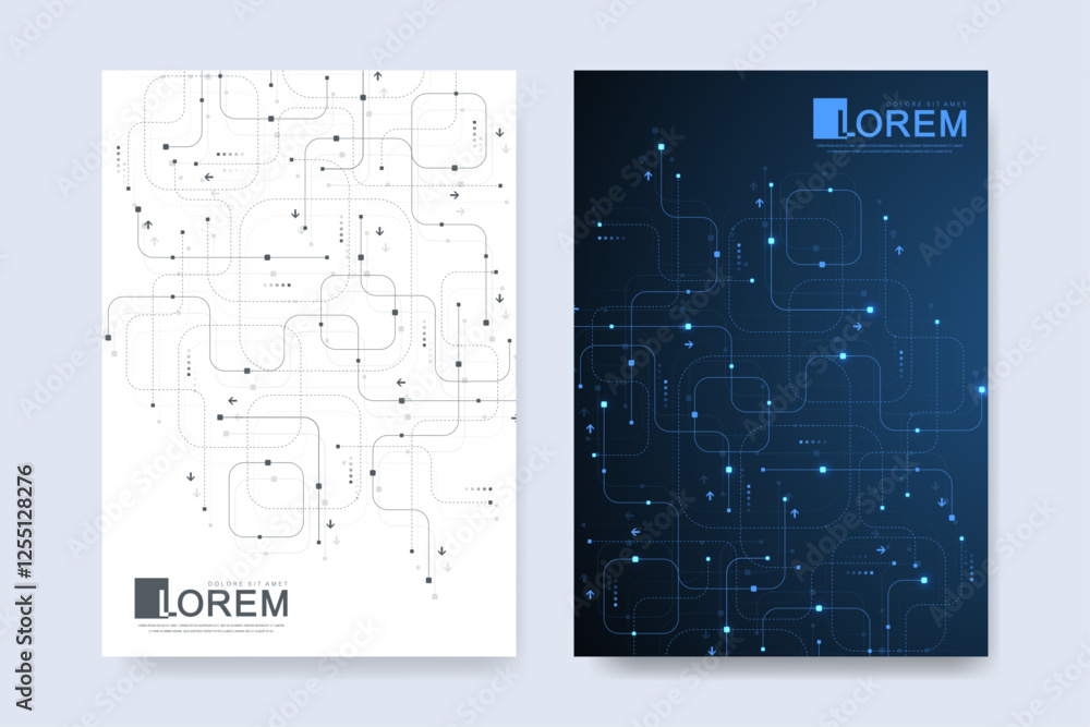 Abstract digital technology cover template design for a report and ...