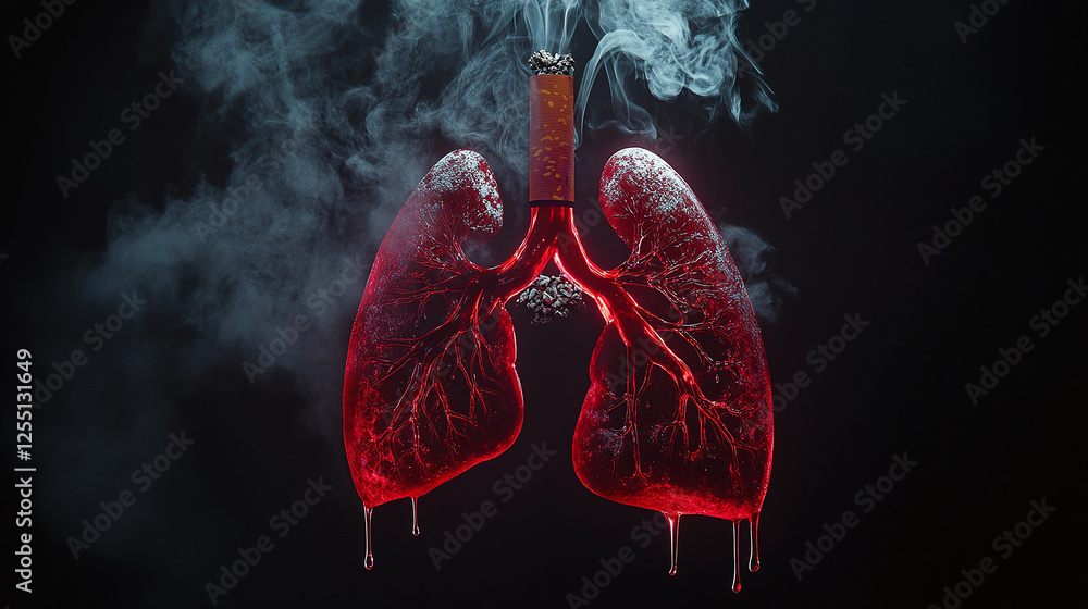 A horrifying visualization of lungs where the smoke has turned into ...