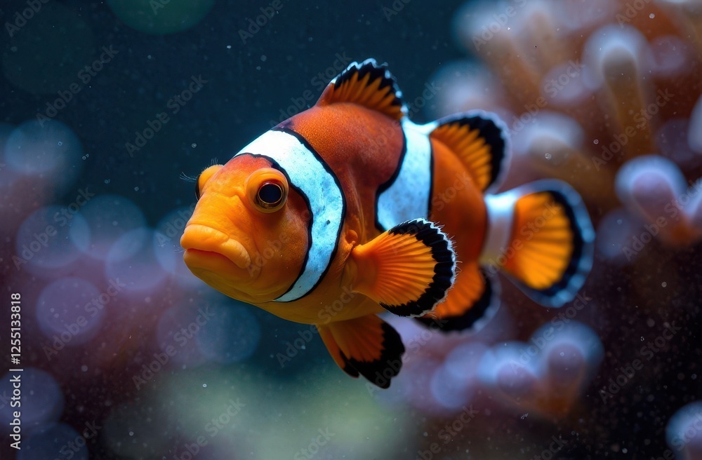 Witness the stunning imagery of vibrant clownfish gracefully swimming ...