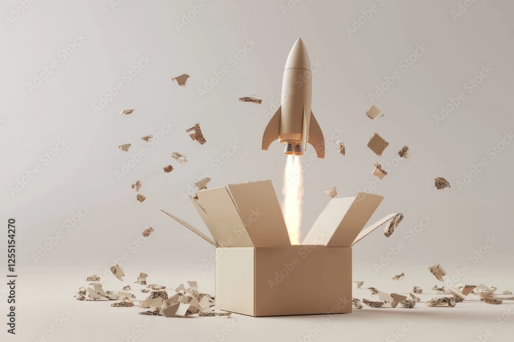 Visual representation of startups, showing a rocket taking off from a ...