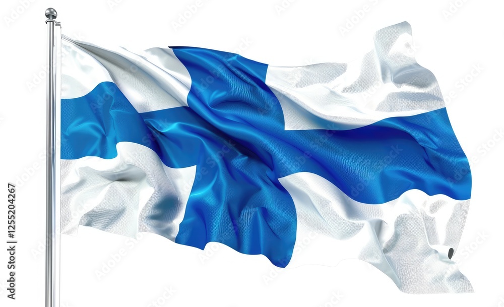 Finnish flag waving in the wind, clip art on white background, high ...