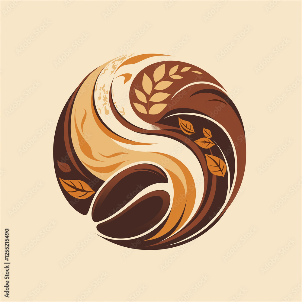 Modern coffee shop logo, coffee bean integrated into a steam swirl ...