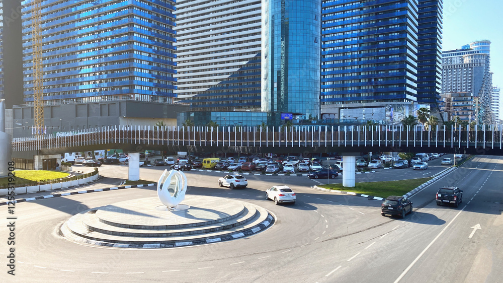 10.02.2025, Batumi, Georgia: A modern roundabout featuring a unique ...