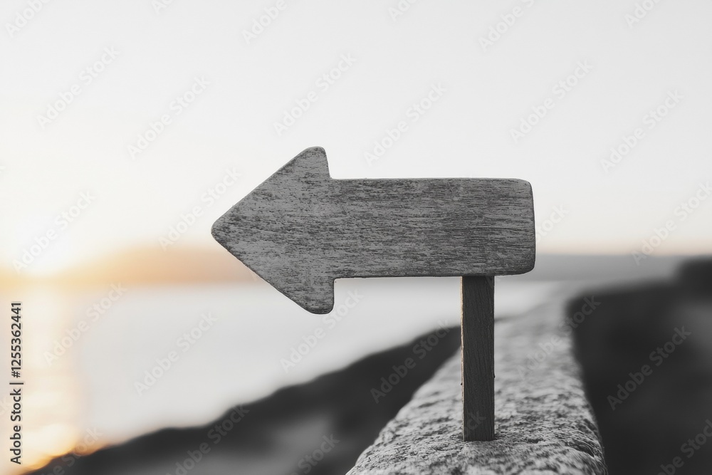 Minimalist Directional Design Rustic Wooden Arrow Sign on Textured ...