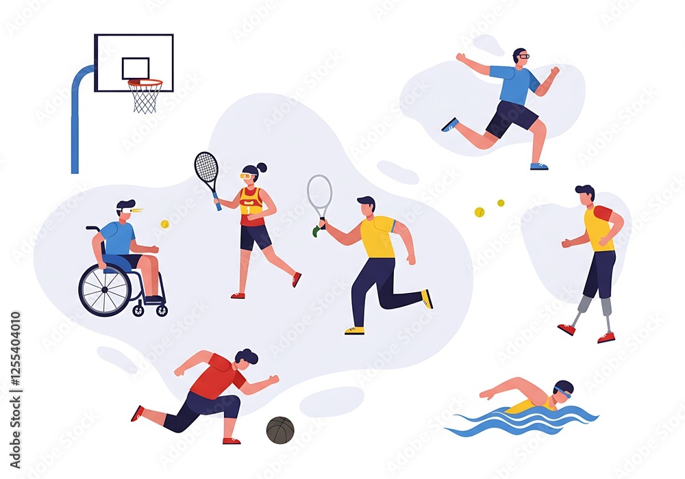 Sports for Disabled People Vector Illustration Featuring Sports ...