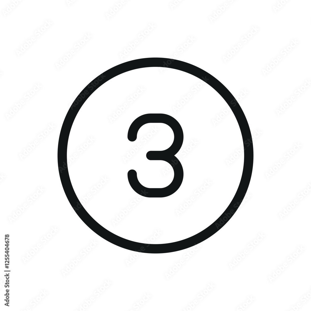 Billiard ball number 3 line icon, ball number three vector symbol with ...