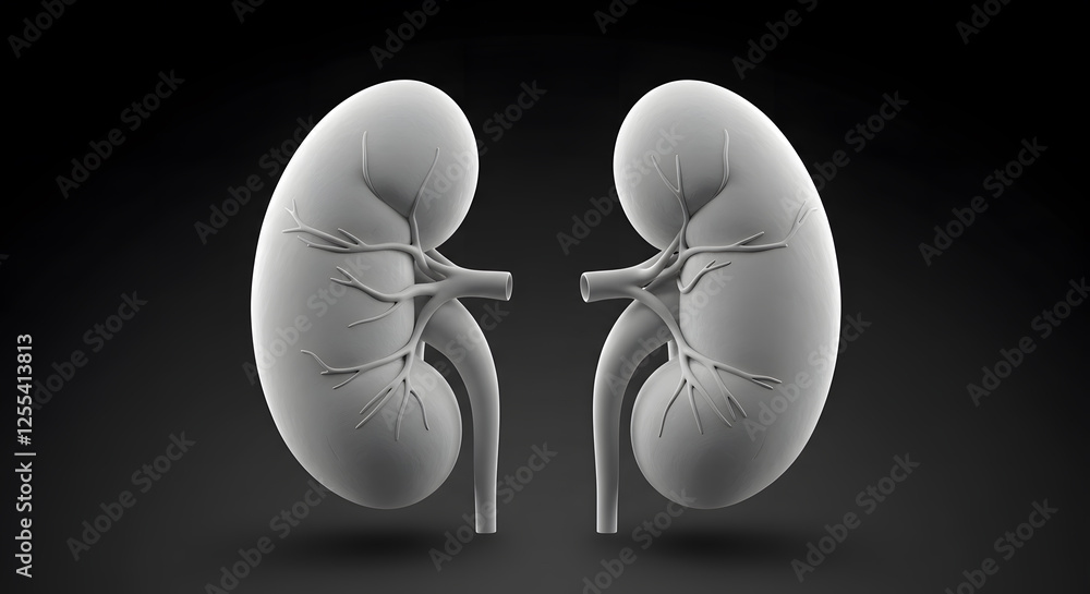 Human Kidneys Anatomy 3D Model: Detailed Render of Renal System and ...