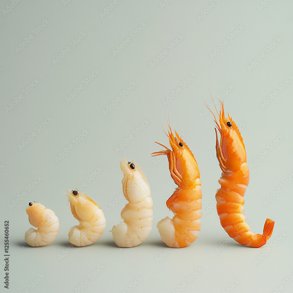 Evolution of shrimp in five stages showcasing natural development from ...