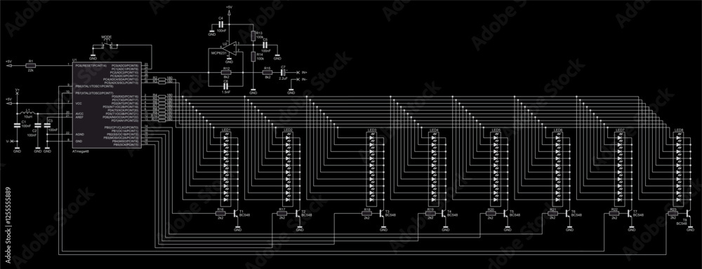 Schematic diagram of electronic device on sheet of paper. Vector ...