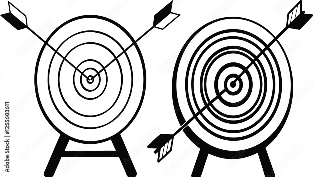 Archery target coloring page for kids bold line, archery arrow vector ...