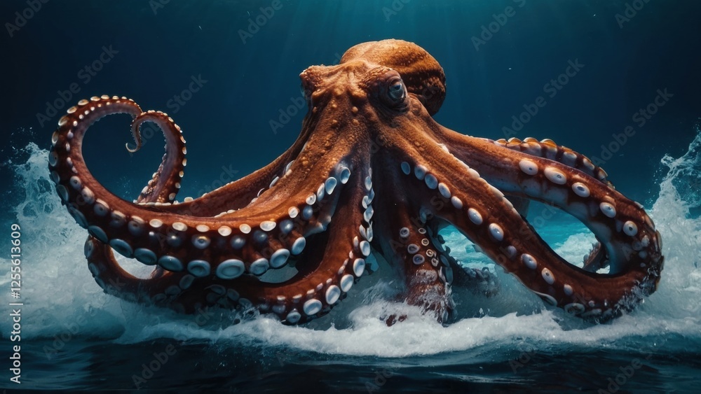 The large octopus moves with agility through a complex network of ...