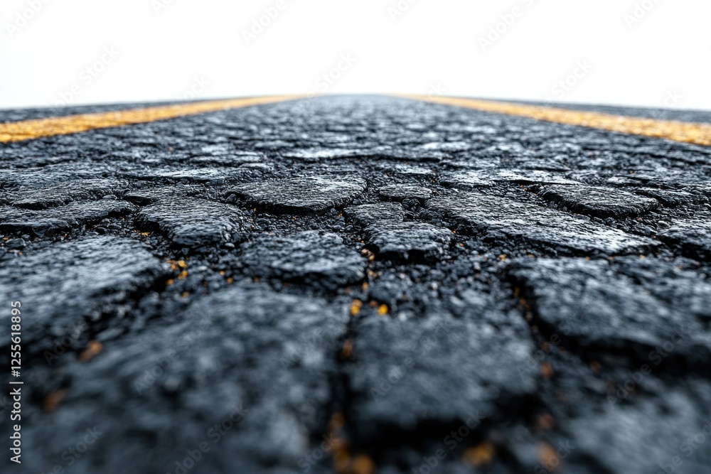 Road Perspective View with Asphalt Texture and Yellow Road Lines Stock ...