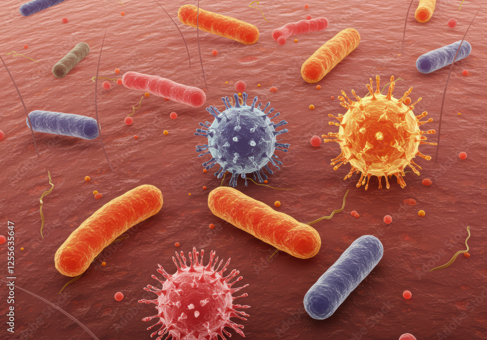 Medical Visualization of Microbes Like Flu Virus, E. coli, Salmonella ...