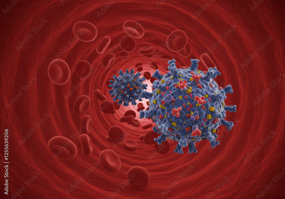 Scientific Visualization of Hepatitis B Virus Structure in Blood Vessel, Based on PDB 4G93 Data ...