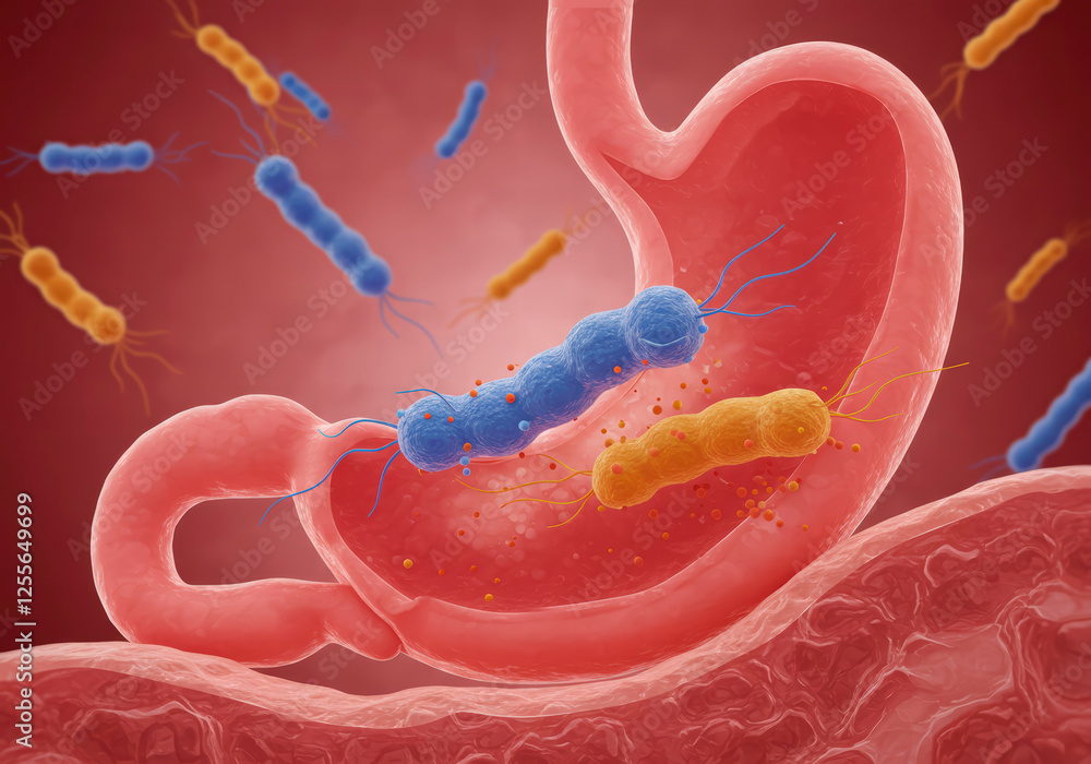 3D Illustration of Helicobacter Pylori, Stomach Bacteria Linked to ...