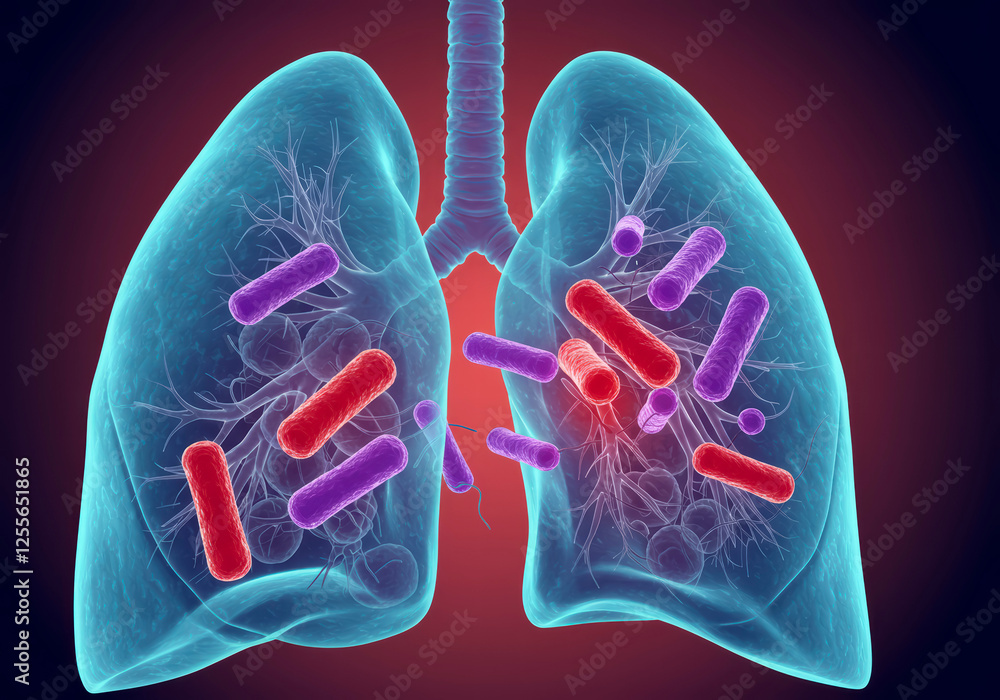 Bacterial Pneumonia in 3D, Visualizing Lung Infection with Rod-Shaped ...