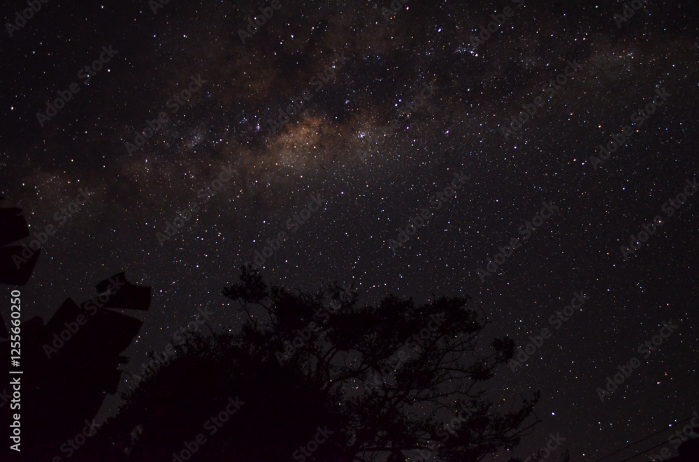 Stock-Foto „Long exposure photograph of a beautiful night sky captured ...