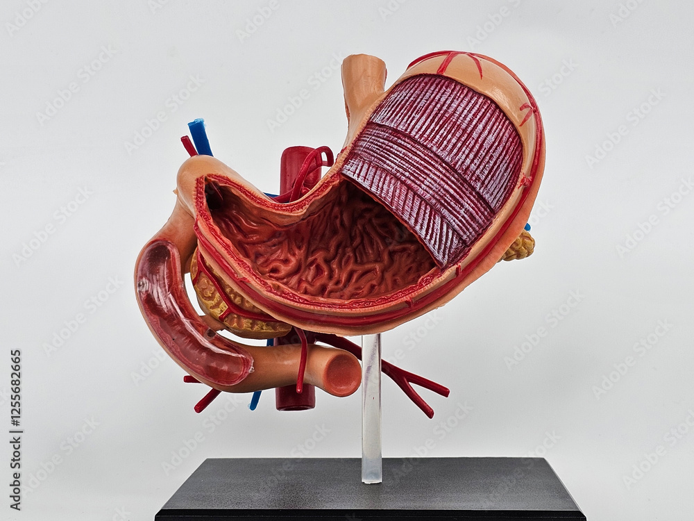 Detailed anatomical model of human digestive system highlighting ...