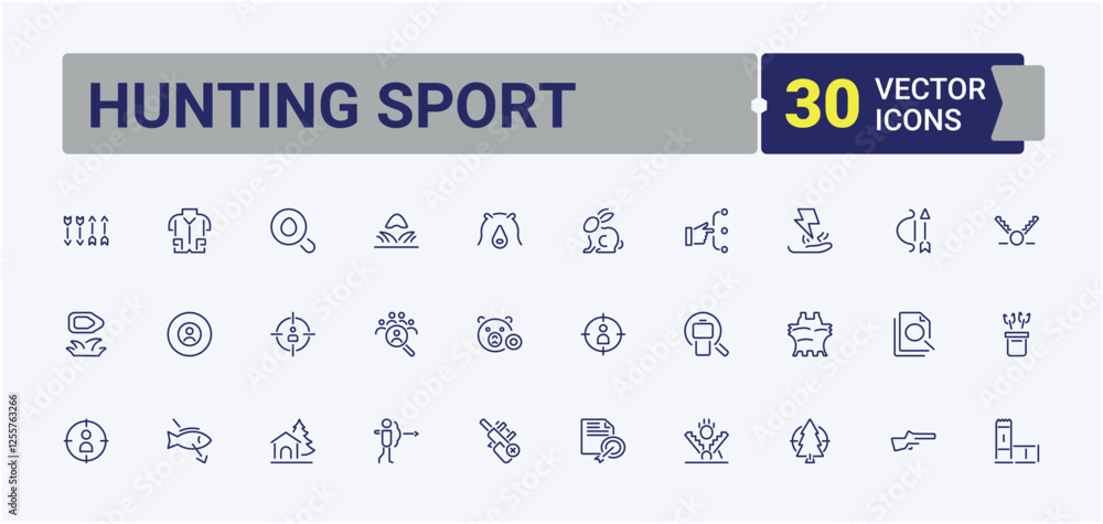 Hunting Sport simple icon. It contains symbols to fishing, fire, water ...