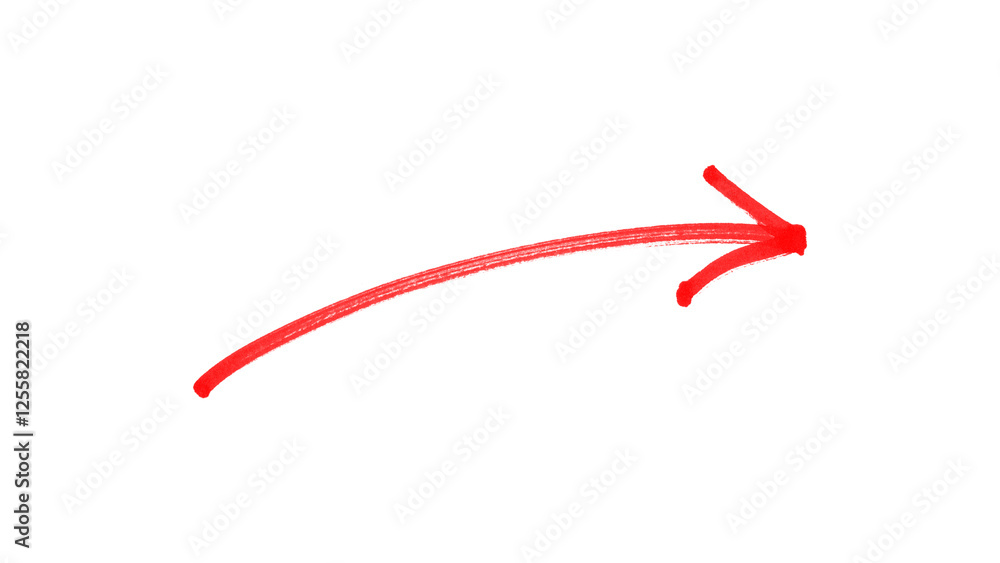 Hand drawn Red marker Curved Right Arrow PNG - Transparent Background ...