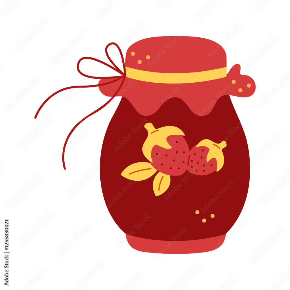 Jar of strawberry jam color. Hand drawn clip art for your project ...