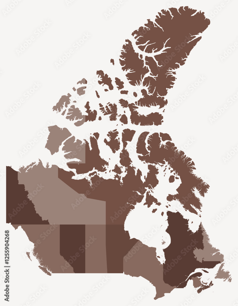 Map of Canada with provinces. Just a simple country border map with ...