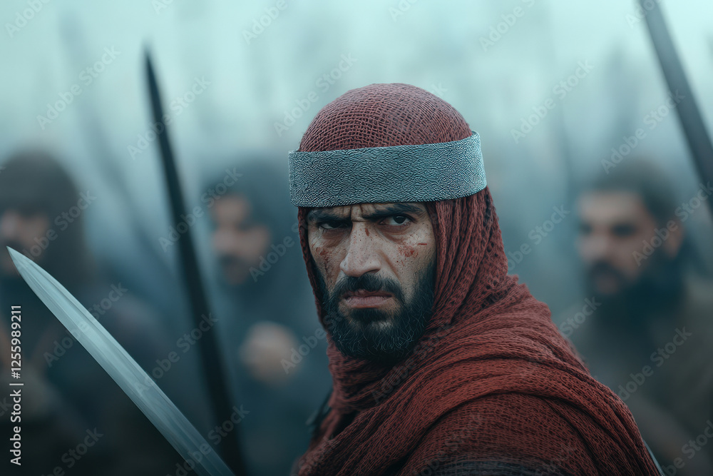 Arabic islamic muslim soldier warrior fighting in medieval holy war ...