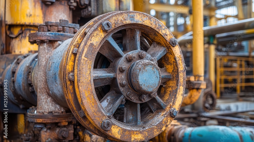Petrochemical electric pump close-up, focusing on impeller mechanism ...