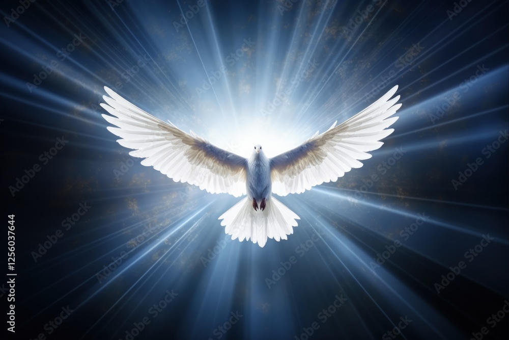 Holy Spirit Dove in Awe of God's Light. Easter Background with Bible ...
