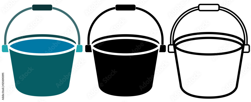 plastic water bucket icon, simple flat style, illustration, logo sign ...