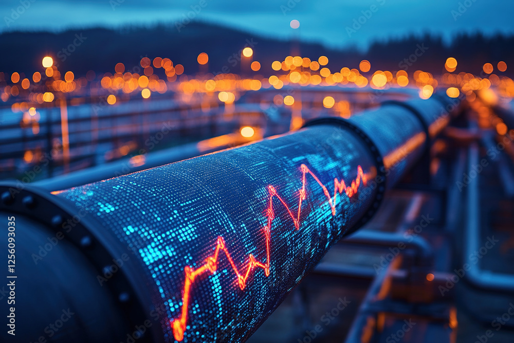 Pipeline Data Overlay Stock Illustration | Adobe Stock