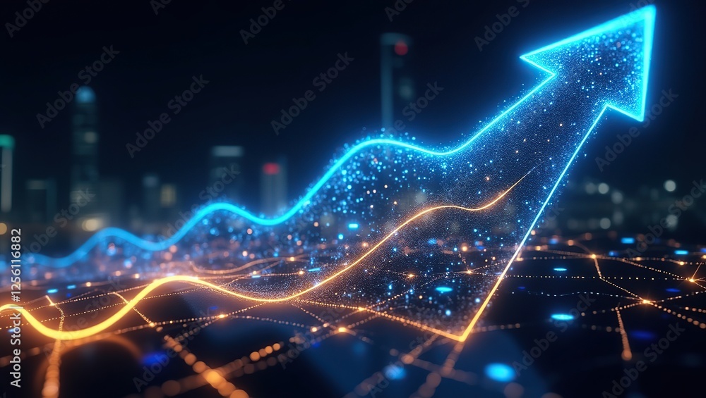 Futuristic Digital Growth Arrow Representing Financial Success and Technological Advancement ...