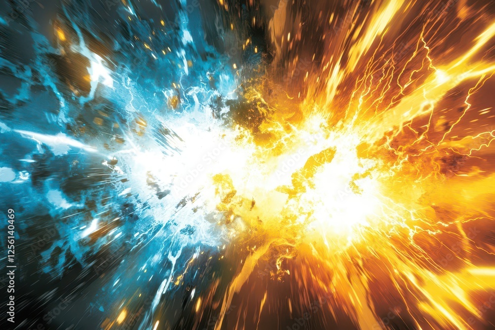 dynamic superhero battle scene, electric energy effects, dramatic ...