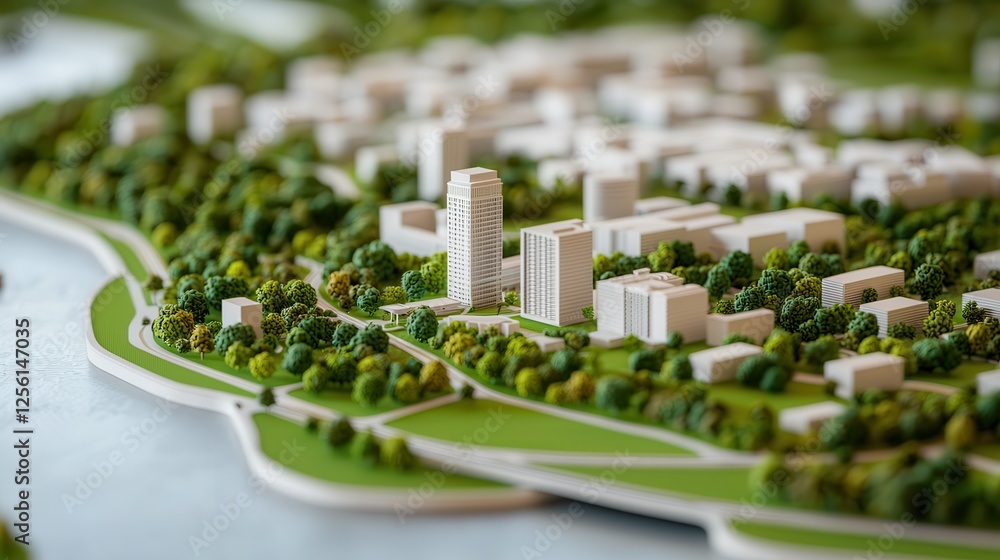 Urban Planning Model with AI-Driven Sustainable Development Features Stock Illustration | Adobe ...