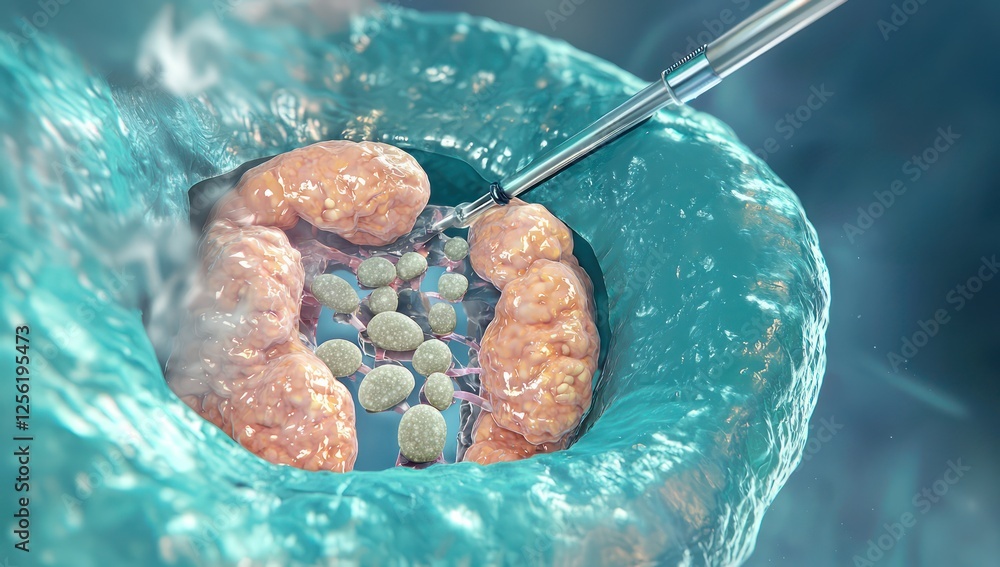 Ilustración de Stock Minimally invasive kidney stone removal depicted ...