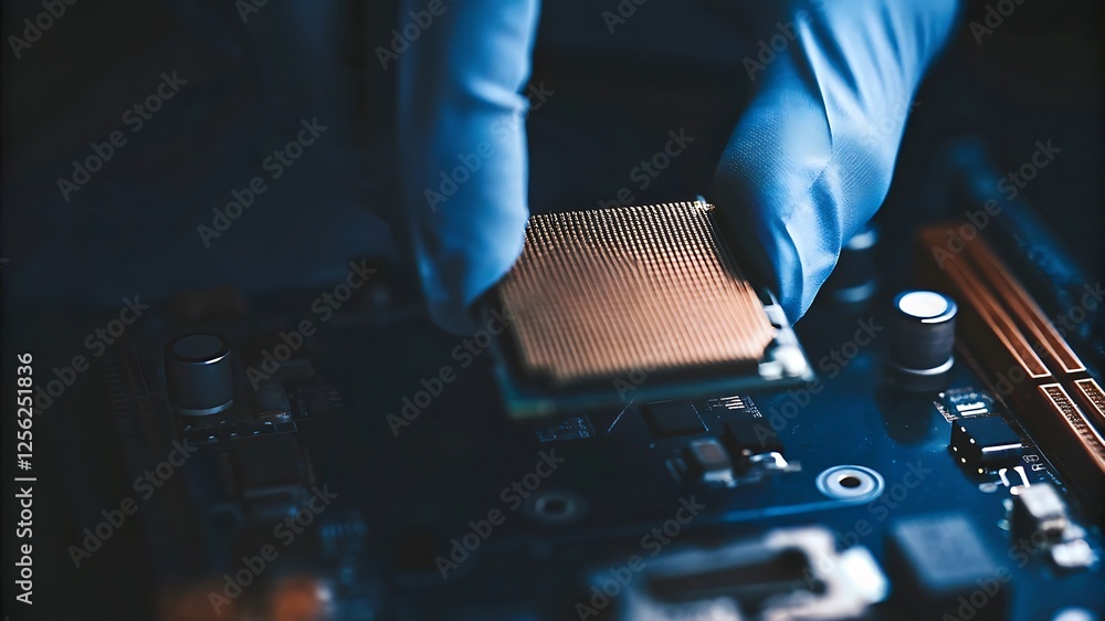 Hand Installing Processor on a Computer Motherboard – Close-Up of High ...