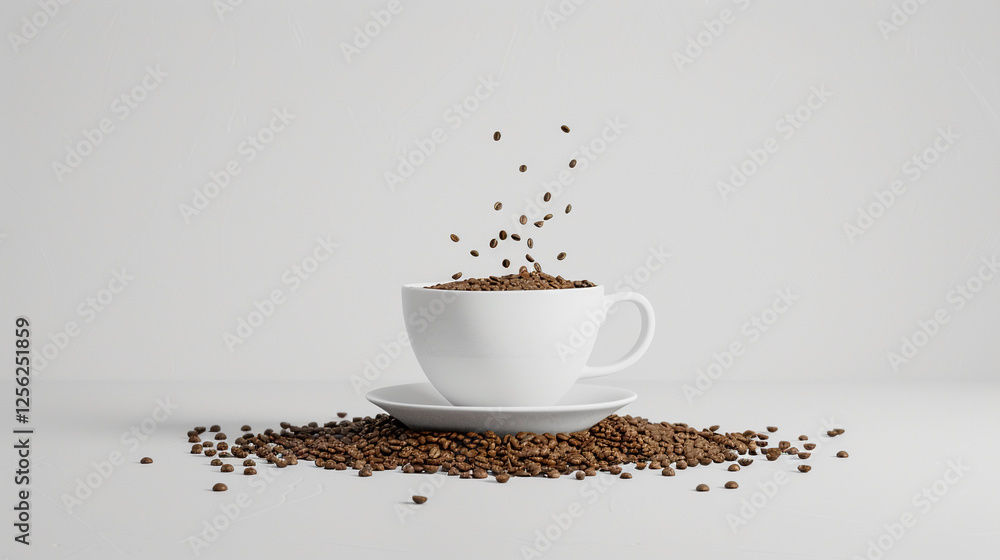 Instant coffee product shoot, on an isolated white background, object ...