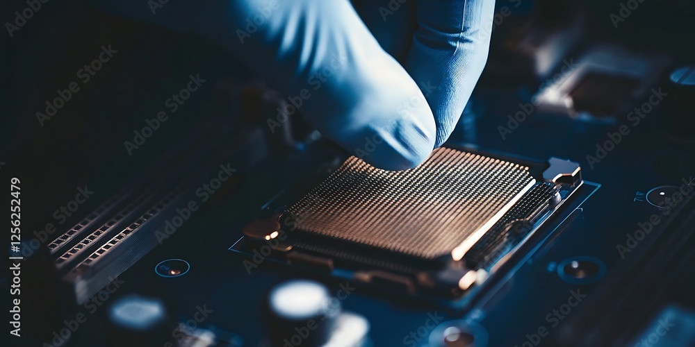 Hand Installing Processor on a Computer Motherboard – Close-Up of High ...