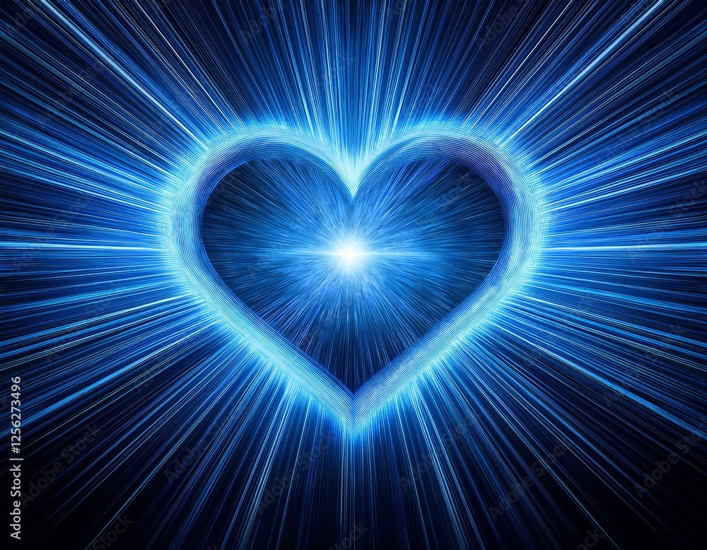 Foto de Stock silueta de un corazón de la cual emanan rayos de luz en ...