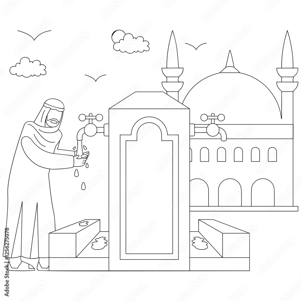 act of washing before prayer vector icon design ramadan Eid al-Fitr ...