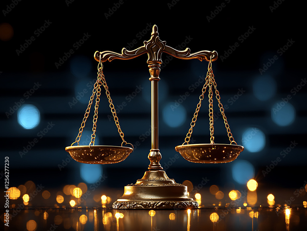 Elegant golden scales of justice against a bokeh backdrop. Perfect for ...