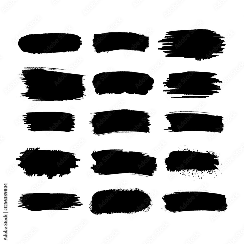 Collection of hand-drawn ink brush textures with various lines, waves ...