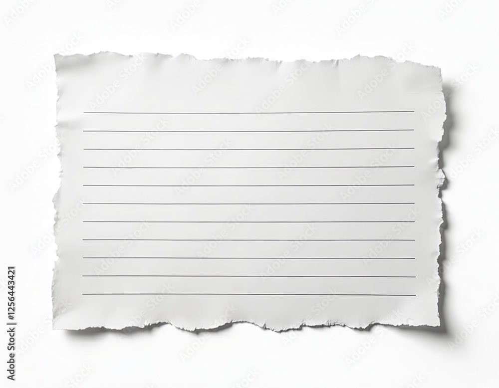 Torn paper sheet with lines. Blank memo piece for notes, reminders ...