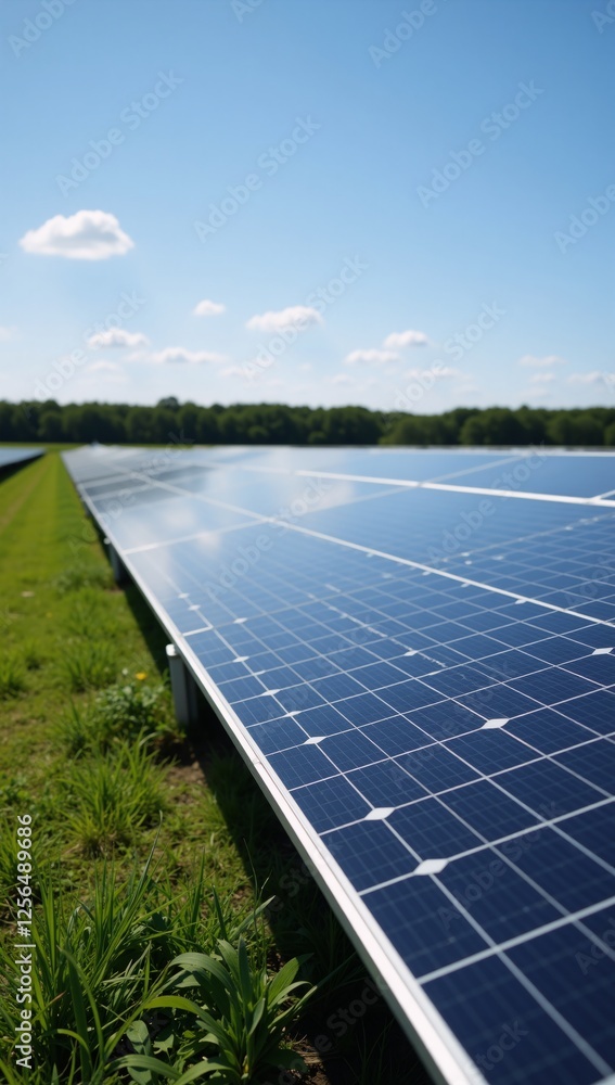 Solar farm portrait showcasing solar cells as a source of pure ...