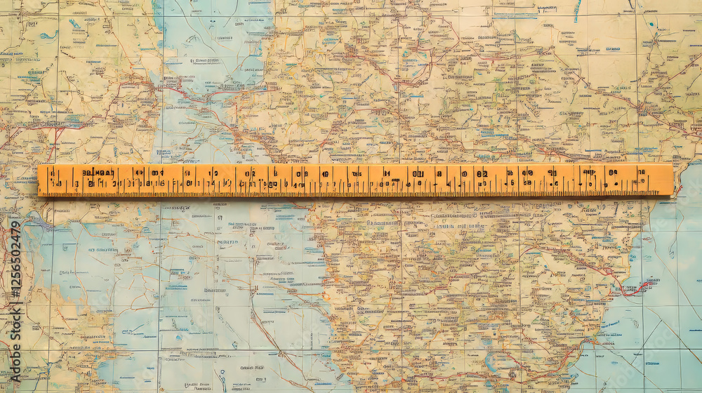 Map scale lines and rulers for miles and kilometers distance measure ...