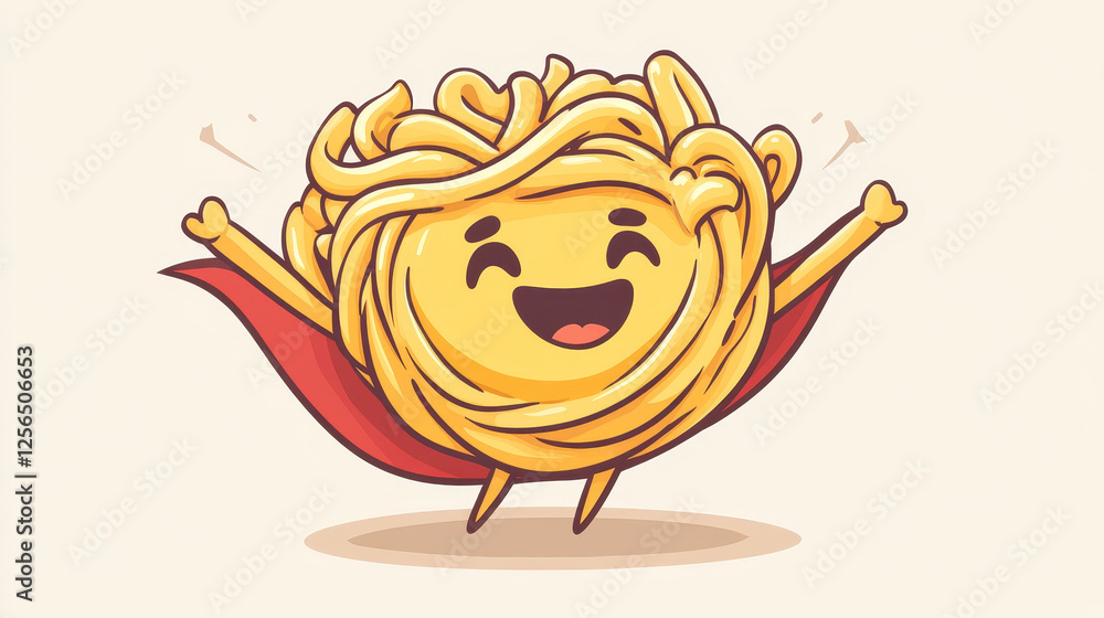 Cartoon capellini italian pasta food superhero character. Isolated ...
